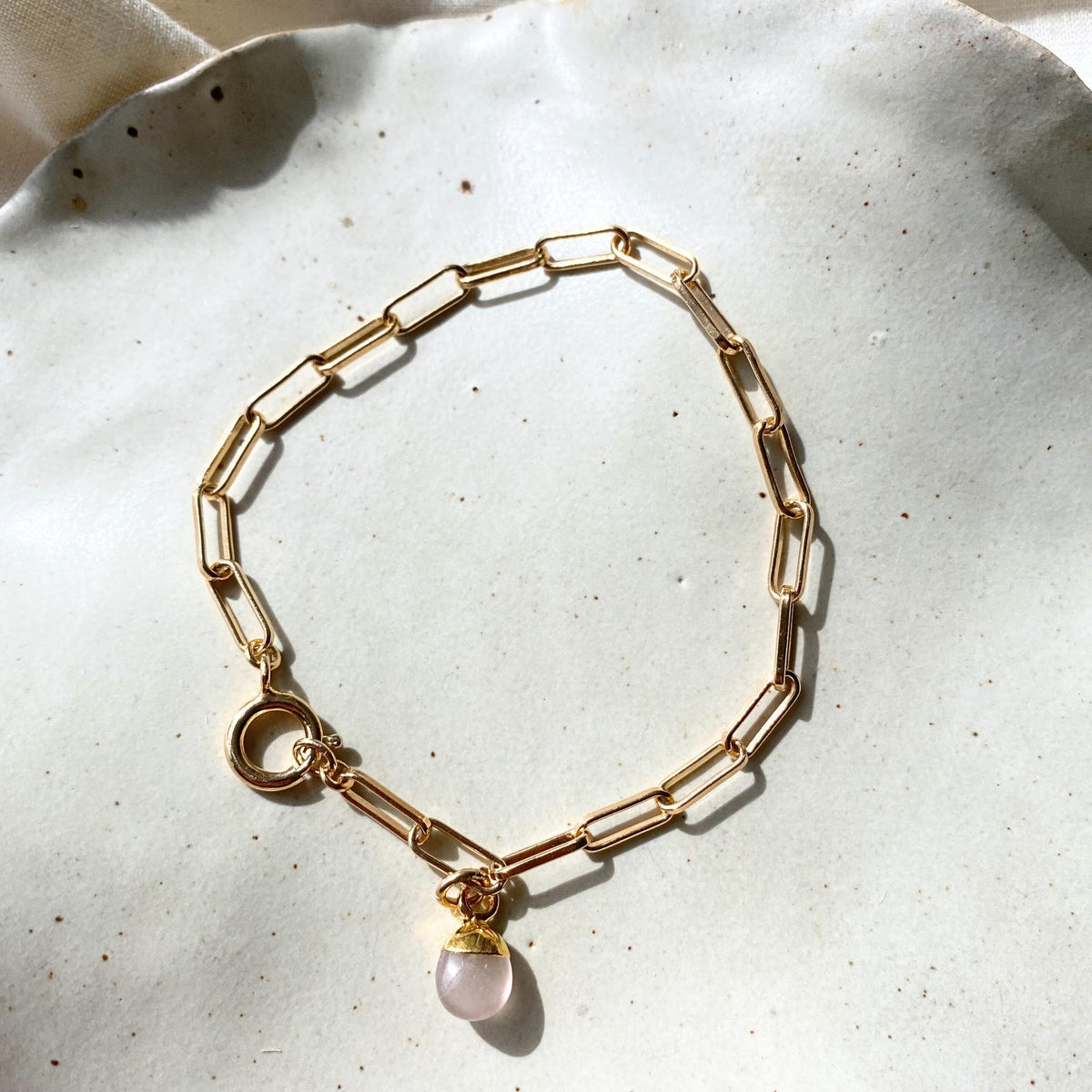Rose Quartz Tumbled Chunky Chain Bracelet | Decadorn